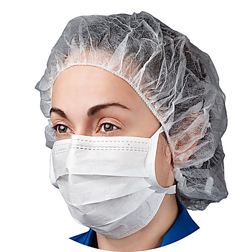 HCE® 3-Ply Cleanroom Face Masks, ISO 5 & Up, 4 Ties, Med/Large, 21-cm wide