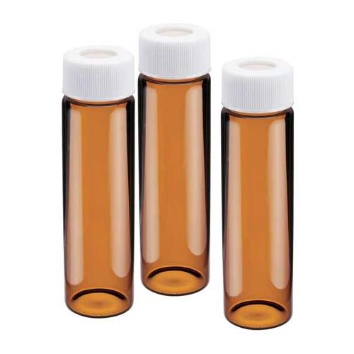 Amber Screw Thread Vials with Attached Caps